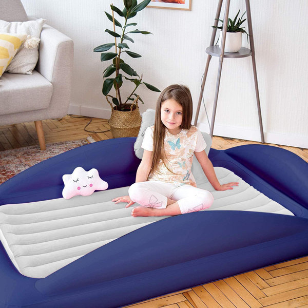 Sleepah Inflatable Toddler Travel Bed Portable Kids Air Mattress Set w Safety Bed Rail Guards ...